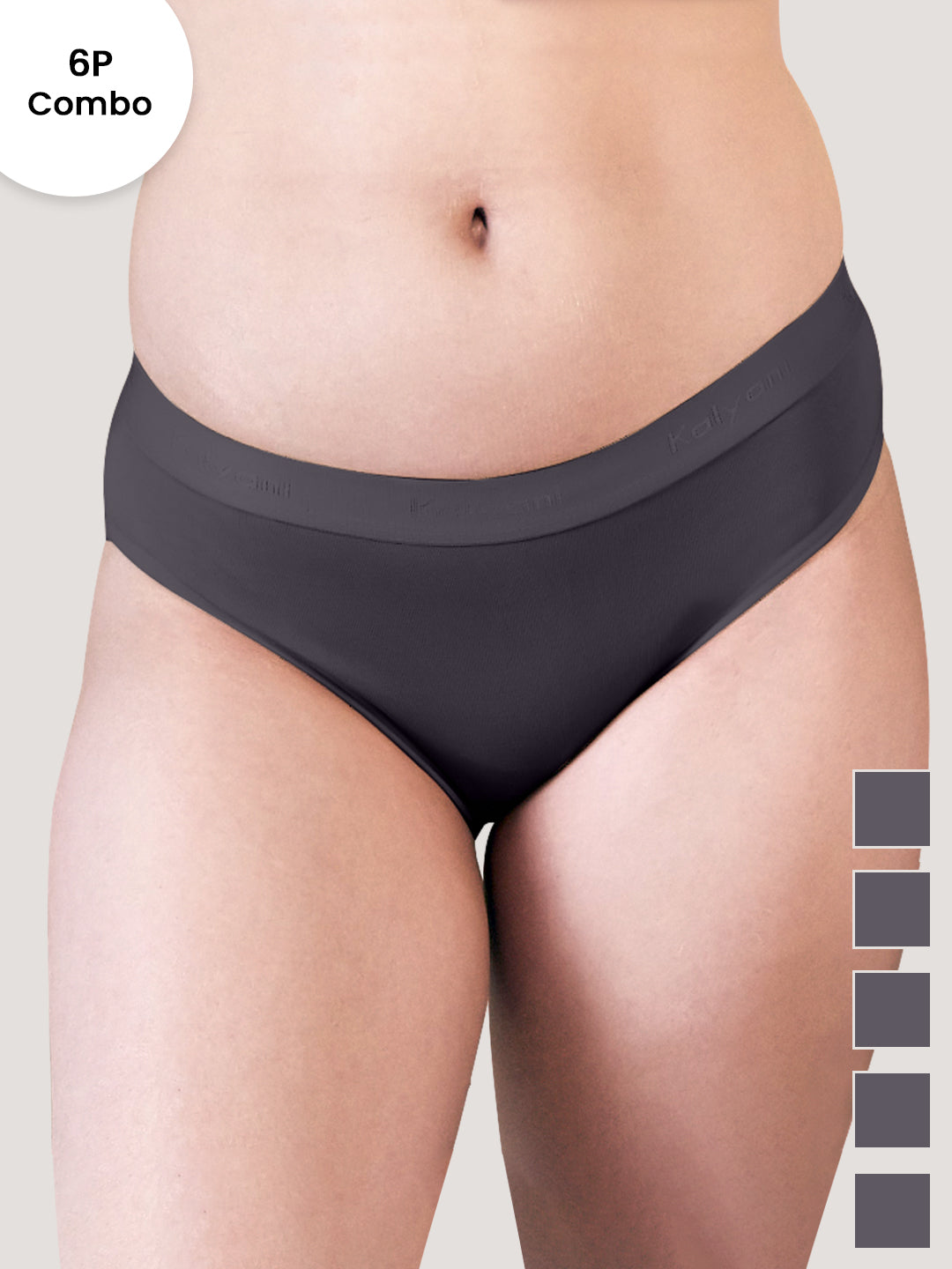 Sensa Women Bikini Style Outer Elastic Panties | Pack of 6-ASH ASH ASH